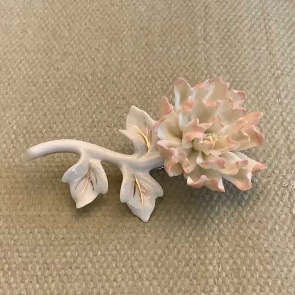 Jewelry | Lenox Vintage Porcelain Flower Brooch Carnation 3 Hand ...